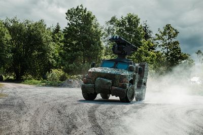 Saab MSHORAD missile firing unit on Oshkosh JLTV - Saab