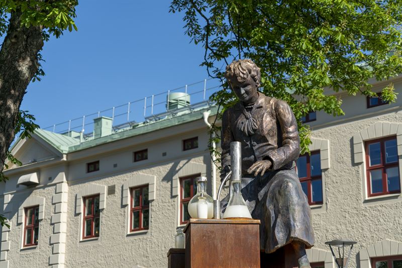 Statyn "Veras laboration" av konstnären Jan Cardell står i Vera ...